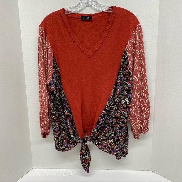Gigio | Tops | Gigio Multicolored Relaxed Fit Tie Front Top Mixed Print ...